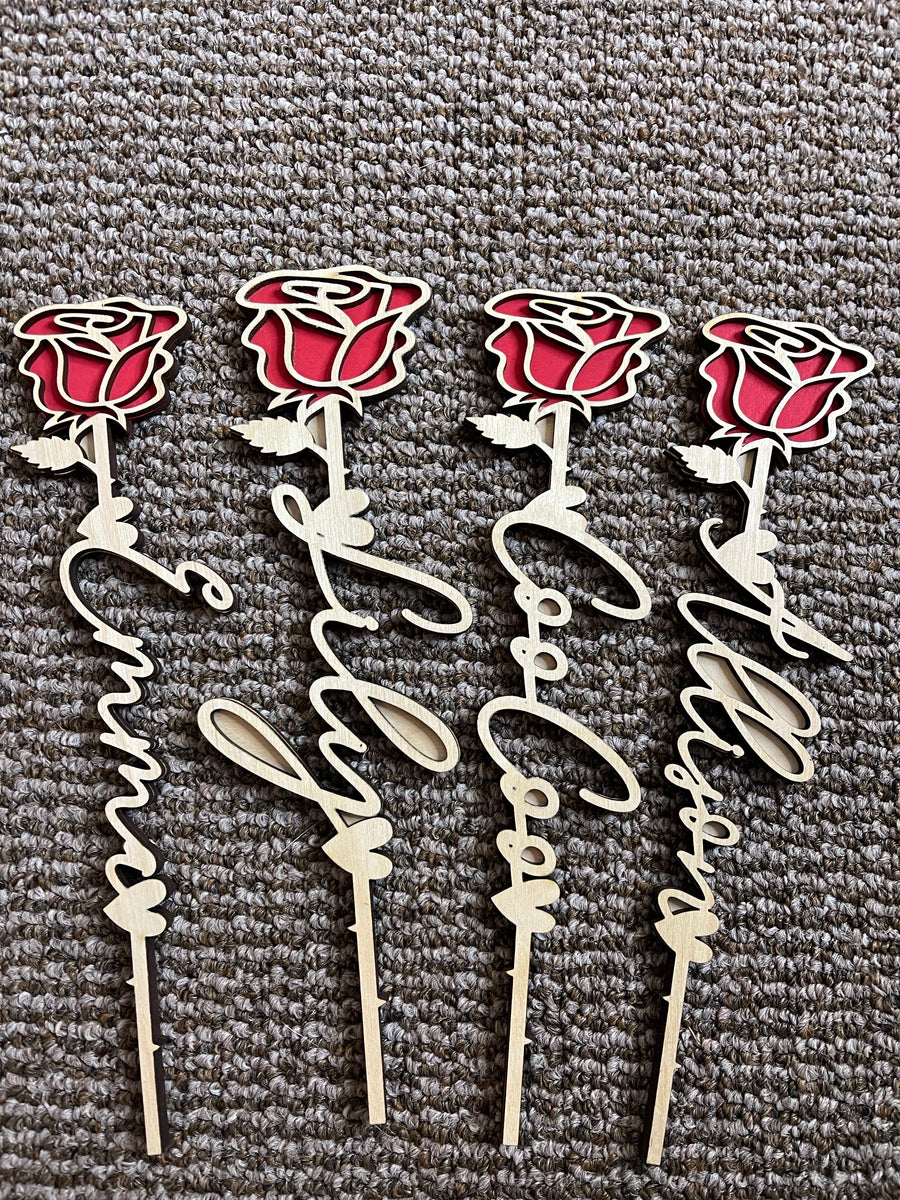 Personalized wooden roses – JoLynns Crafty Corner